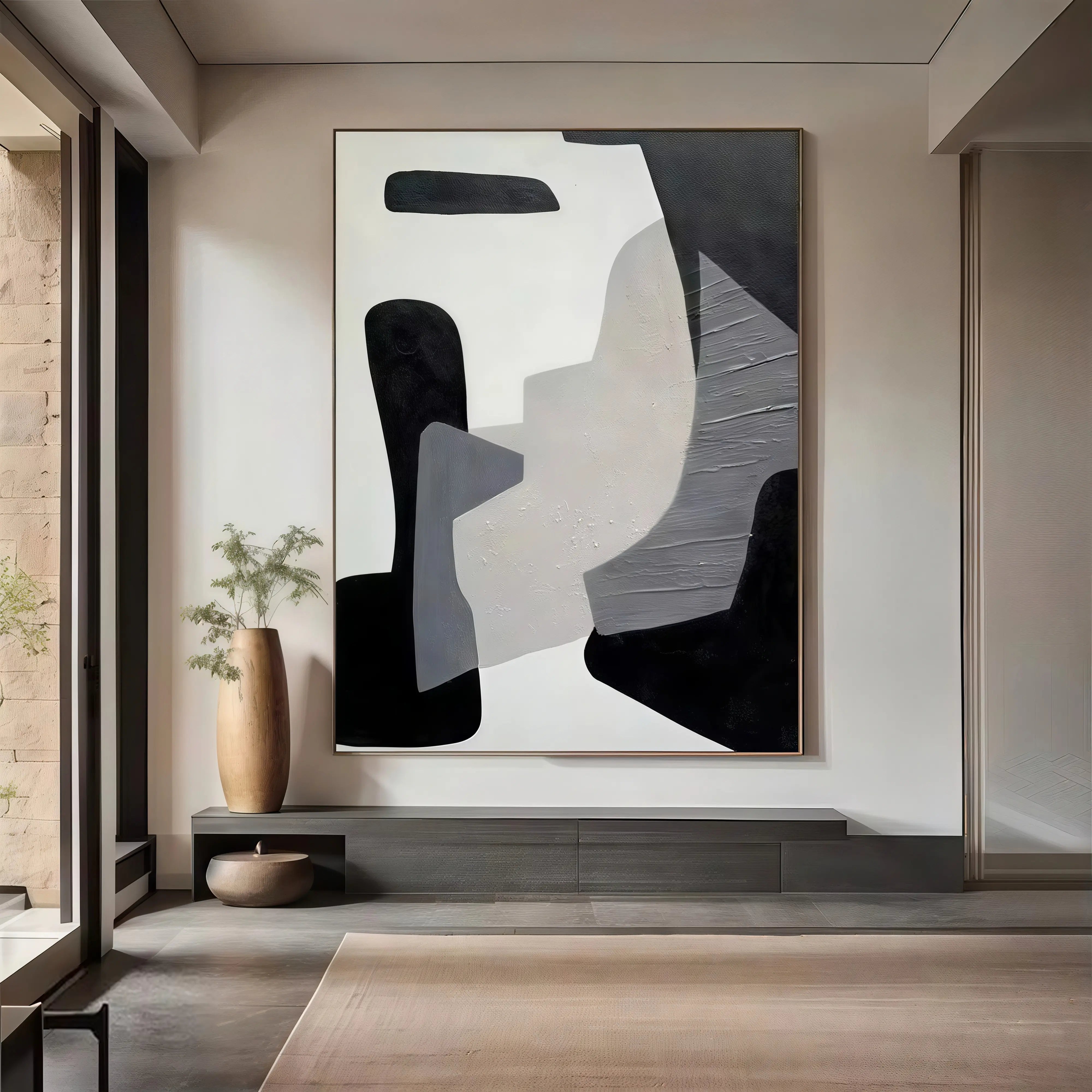 Forms in Balance – Monochrome Acrylic Painting – The Urban Narrative